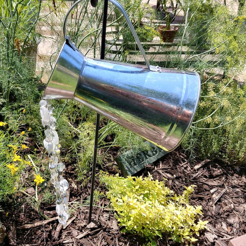 Crystal Pouring Watering Can Large Metal Pitcher Garden Art ...