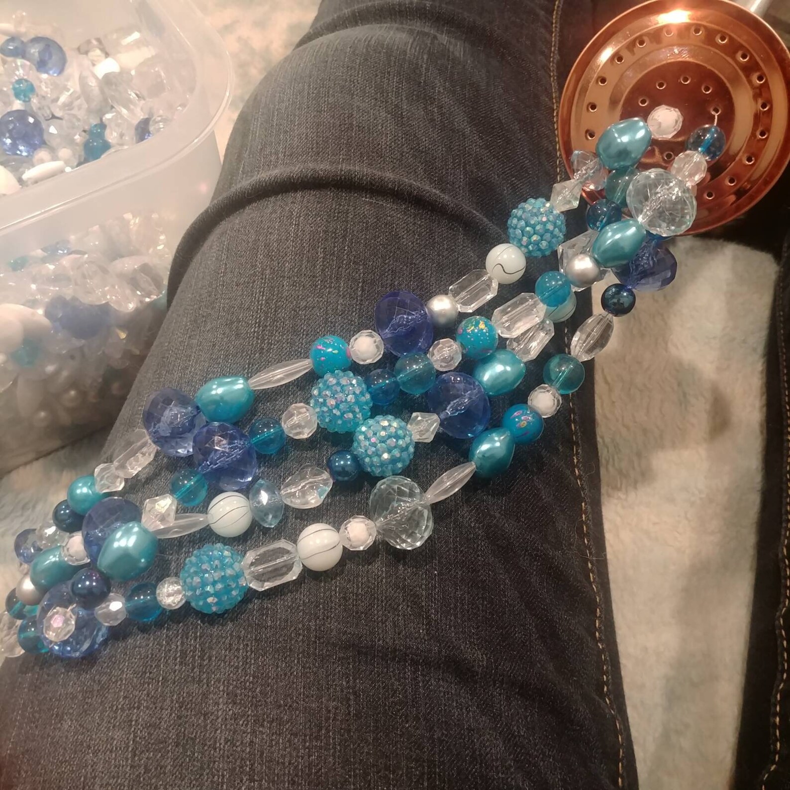 Blue Crystal Pouring Watering Can- Sun Catcher - Copper and Galvanized ...