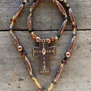 Rustic Copper Cross Necklace - Etsy