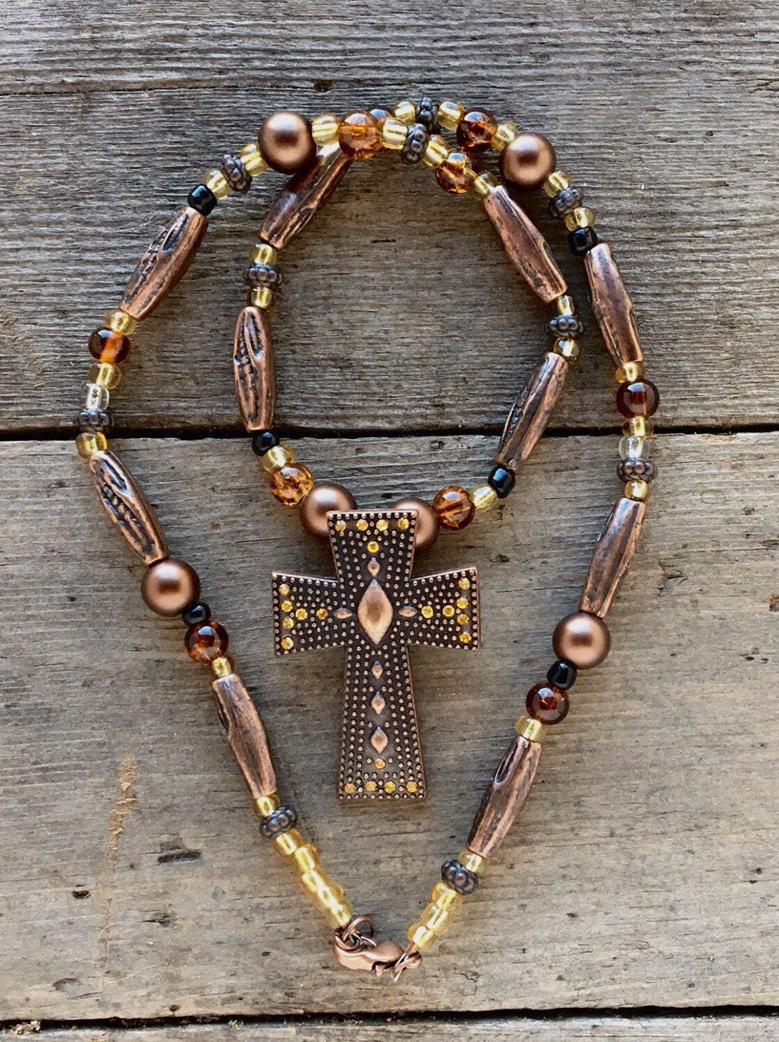 Rustic Copper Cross Necklace - Etsy