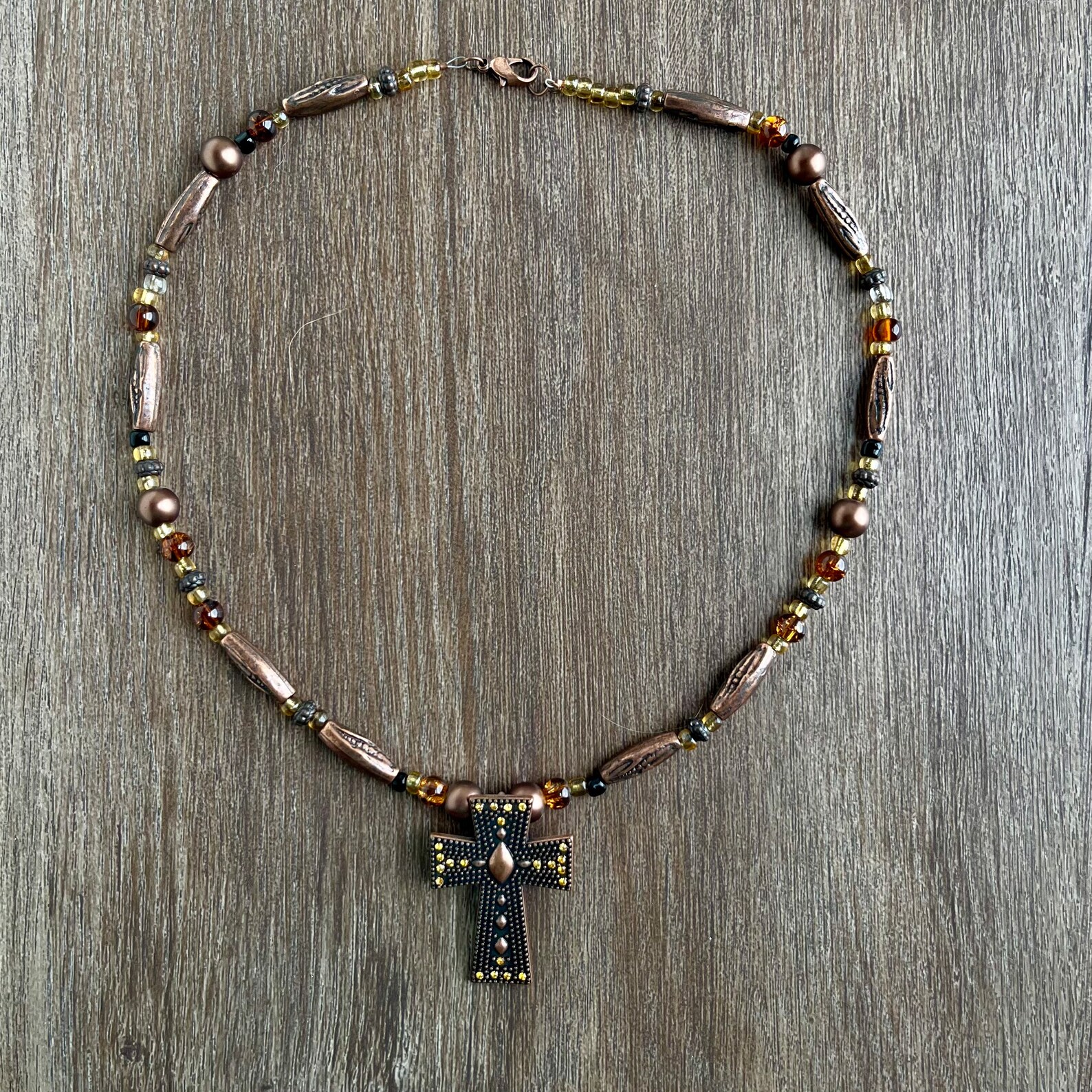 Rustic Copper Cross Necklace - Etsy
