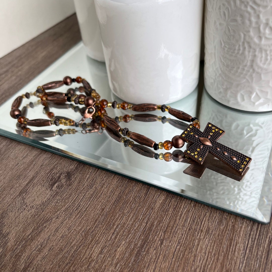 Rustic Copper Cross Necklace - Etsy