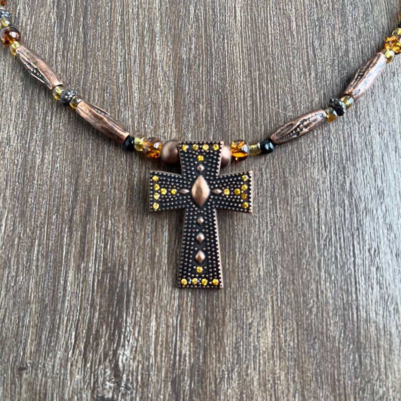 Rustic Copper Cross Necklace - Etsy