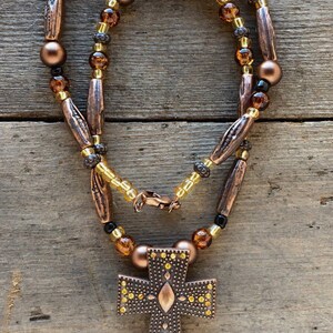 Rustic Copper Cross Necklace - Etsy