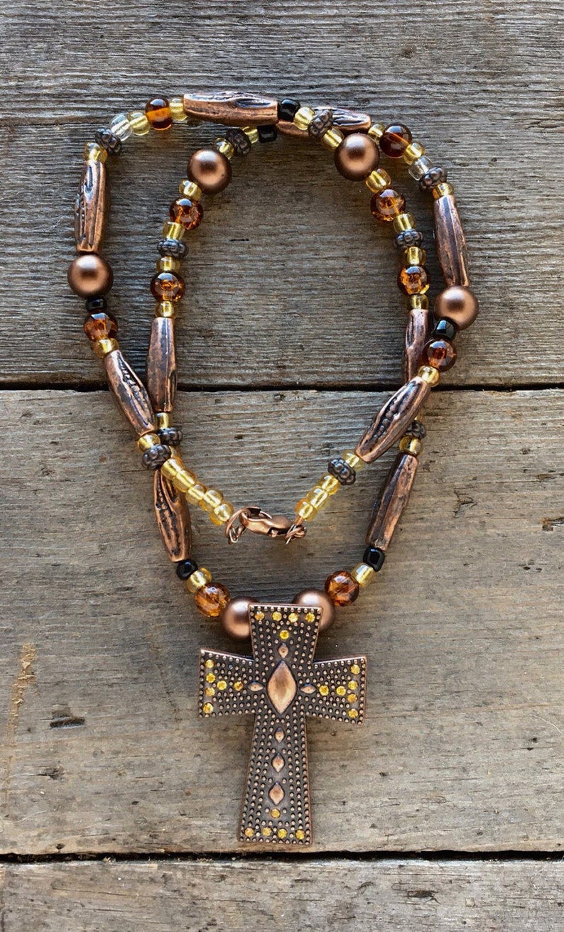 Rustic Copper Cross Necklace - Etsy