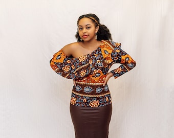 Titi African Print Chiffon Ruffle Blouse - Etsy