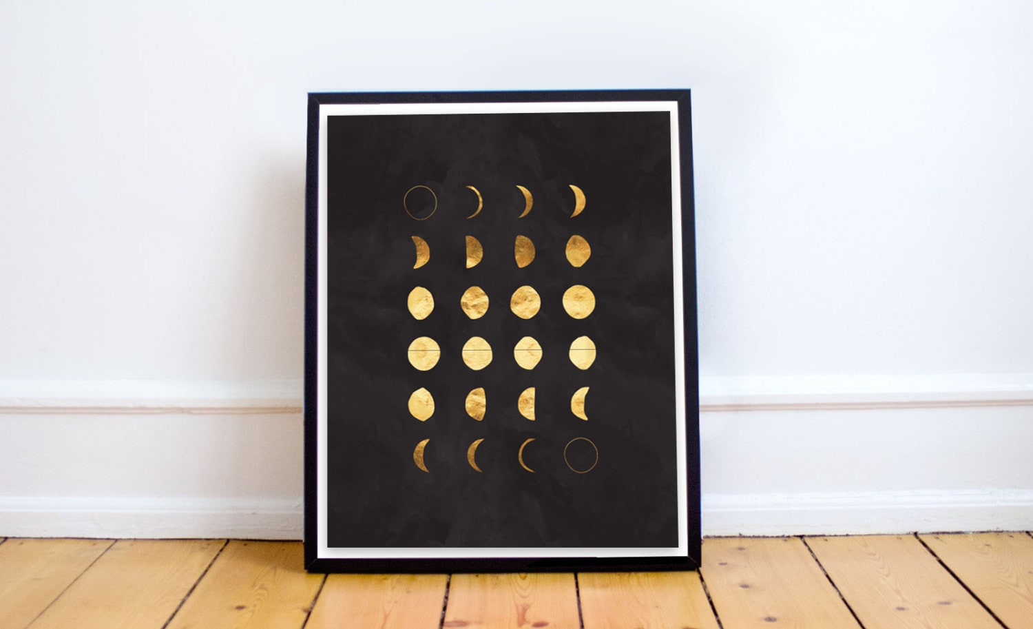 Moon Phases Gold Moon Shapes Art Print - Etsy