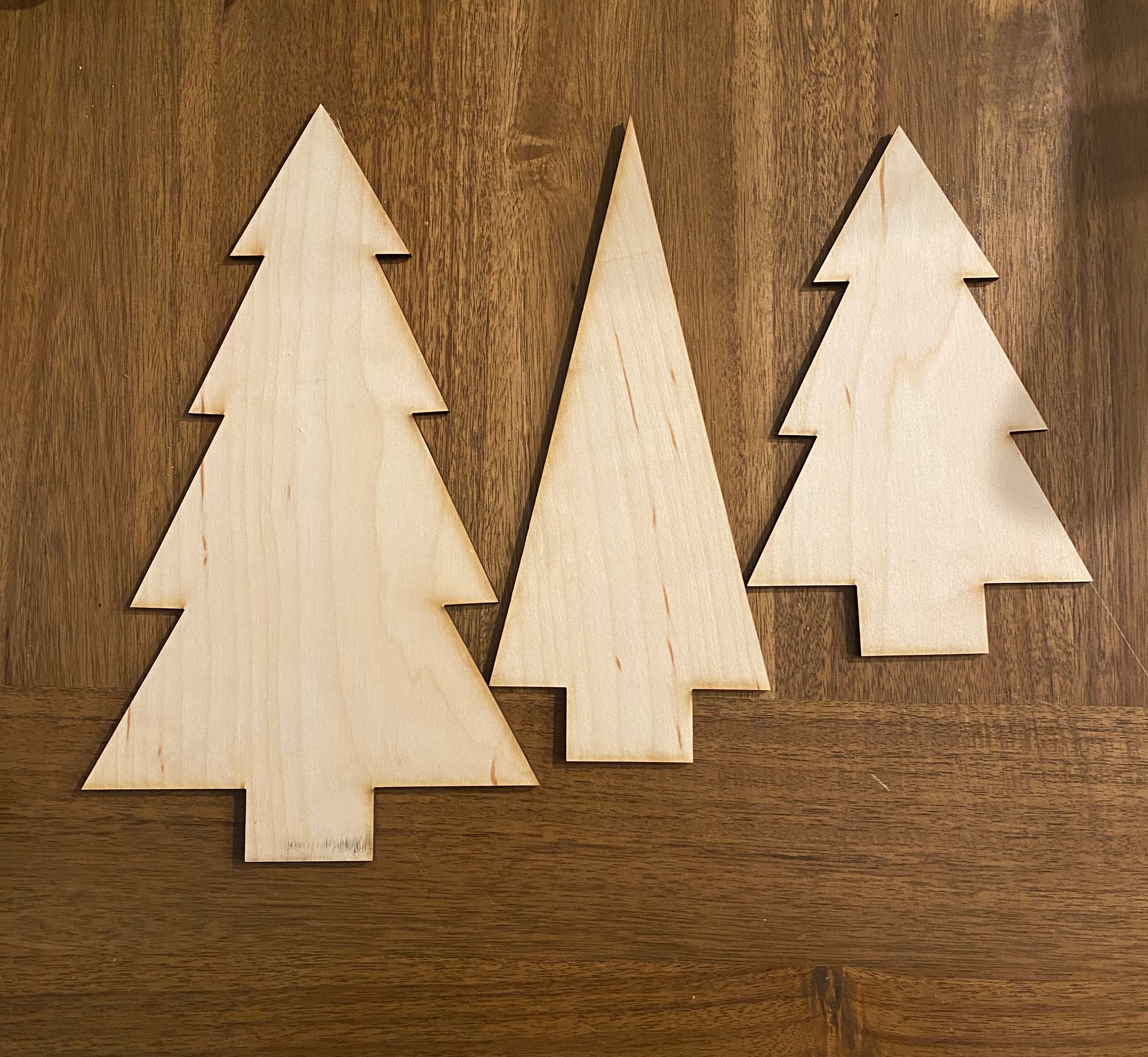 Set of Three Wood Blank Trees - Etsy