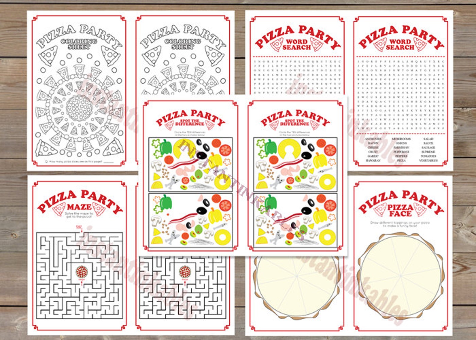 Pizza Party Games! Printable Party Games, Kids Printable Party, School ...