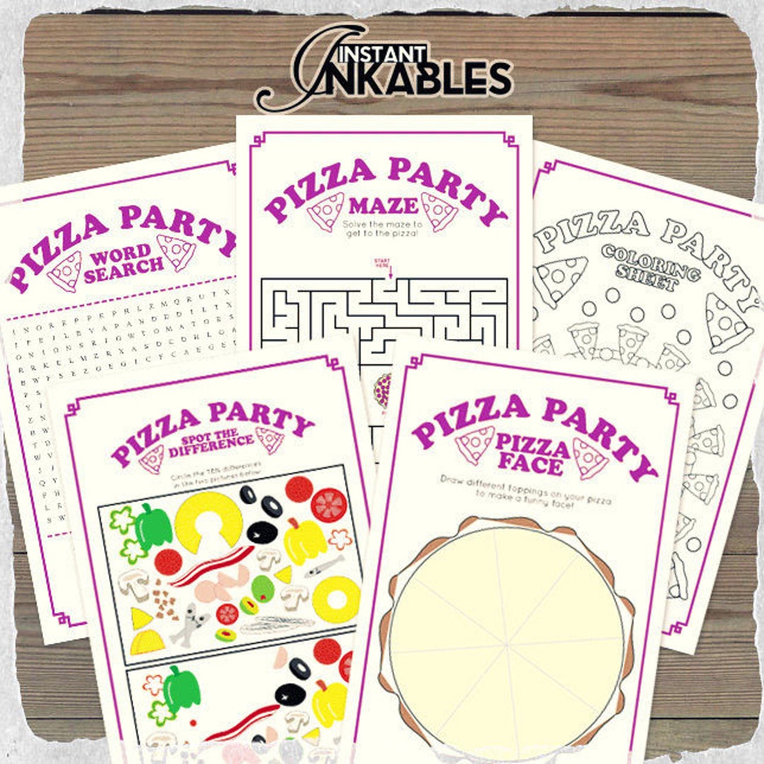 Purple Pizza Party Games! Printable Party Games, Girls Pizza Party ...
