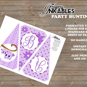 Lavender Owl Theme Baby Shower Bunting, Baby Shower Banner, Owl Baby ...
