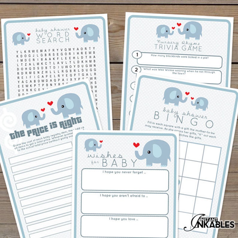 Blue Elephant Baby Shower Games,elephant Baby Shower, Blue Baby ...