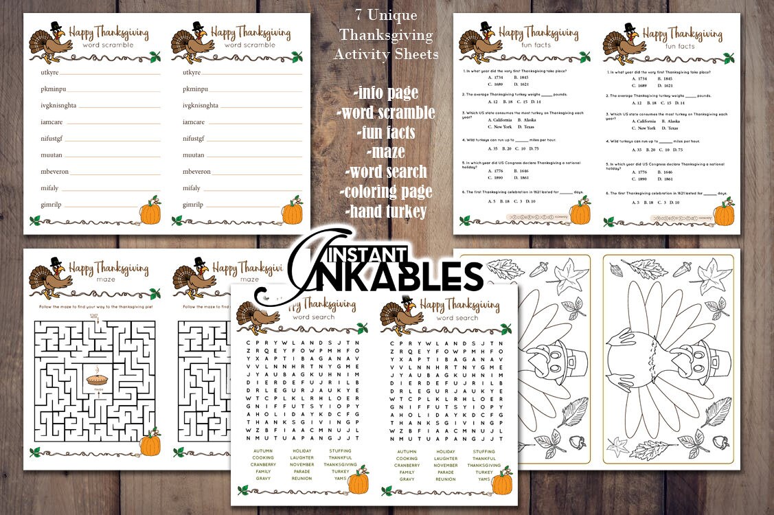 2020 Thanksgiving Printable Party Package, Thanksgiving Activities ...