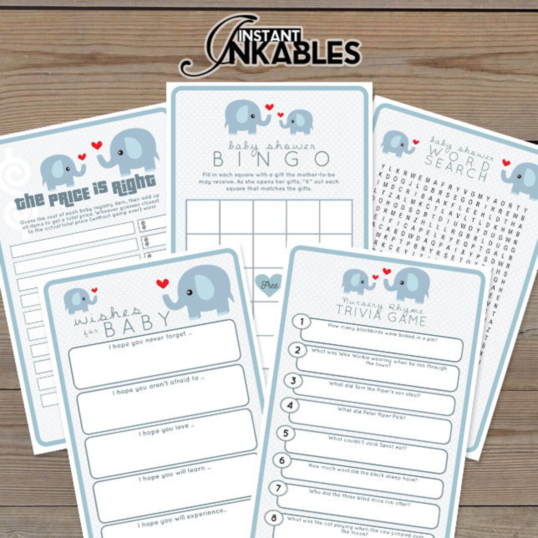 Blue Elephant Baby Shower Games,elephant Baby Shower, Blue Baby ...