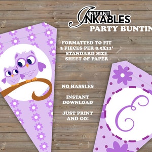 Lavender Owl Theme Baby Shower Bunting, Baby Shower Banner, Owl Baby ...
