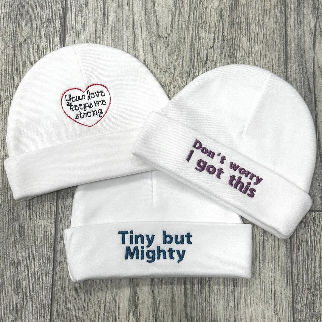 NICU Baby Hat: Embroidered Preemie Hospital Beanie | Sizes Micro ...