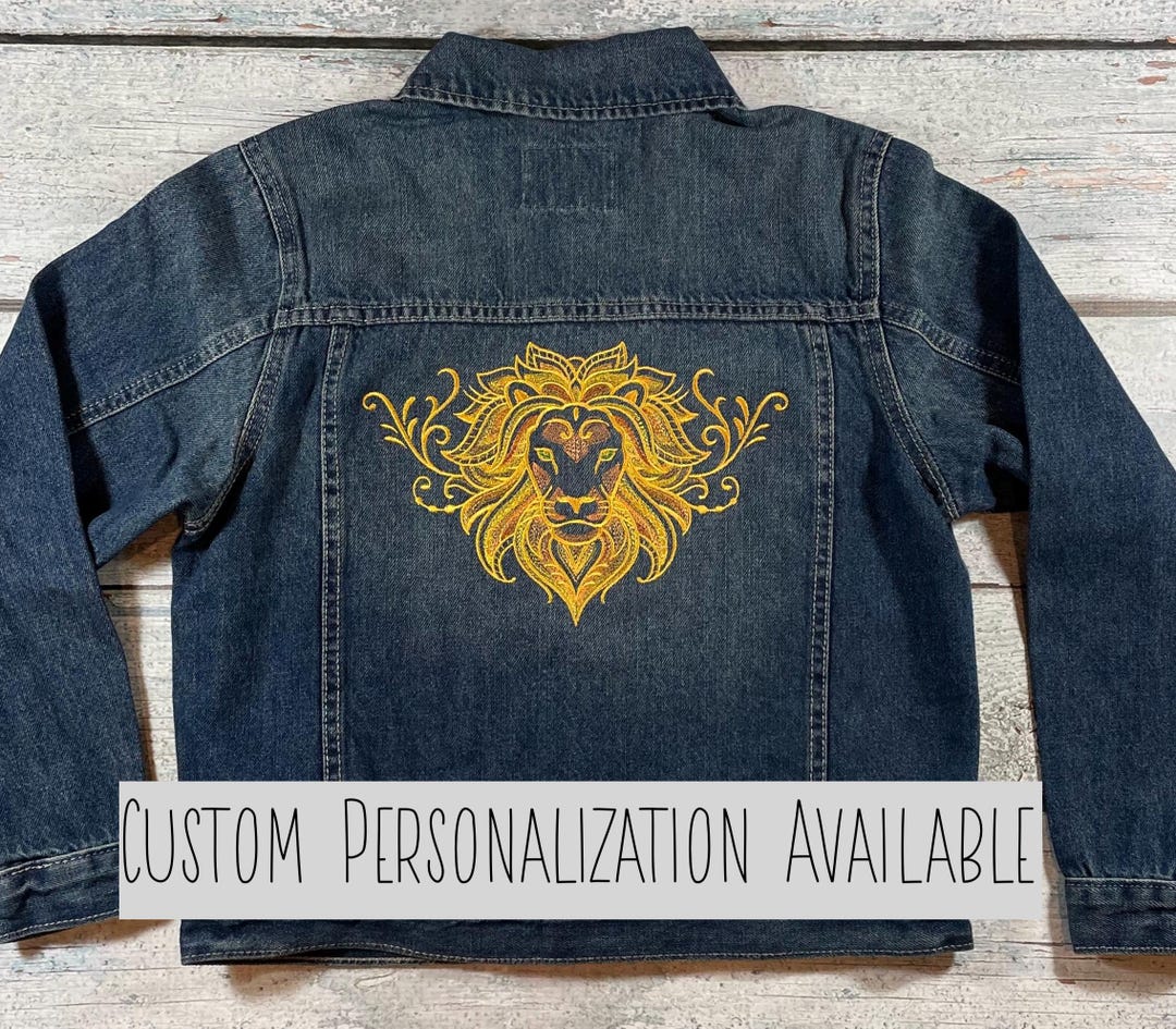 Embroidered Lion Denim Jacket - Custom Toddler Jean Jacket With ...