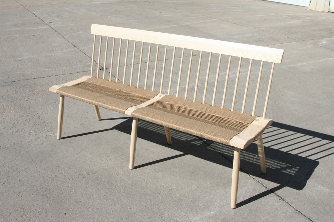 Danish Cord Spindle Back Bench, Whitewashed Bench, Shaker Bench, Entry ...