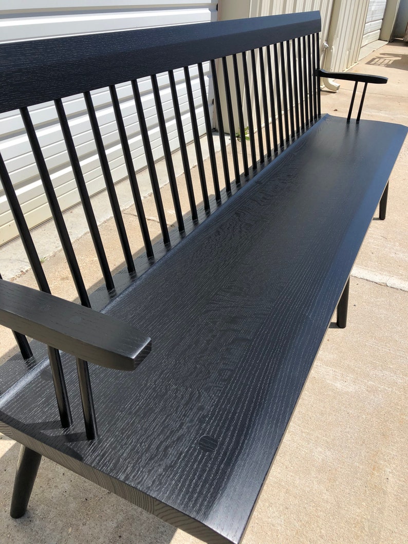 EBONIZED SPINDLE BENCH With Arms Black Shaker Style Bench | Etsy
