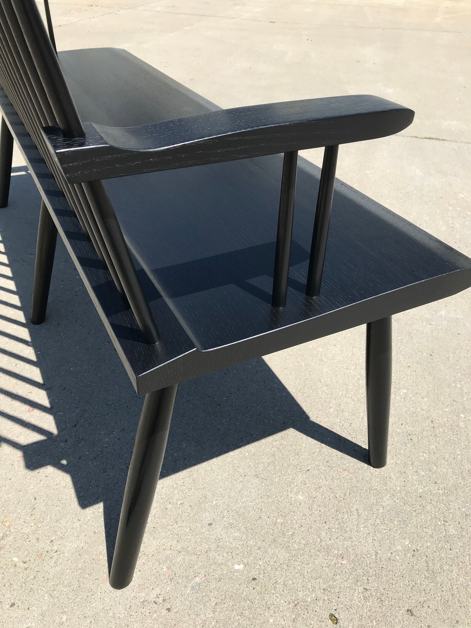 EBONIZED SPINDLE BENCH With Arms Black Shaker Style Bench | Etsy