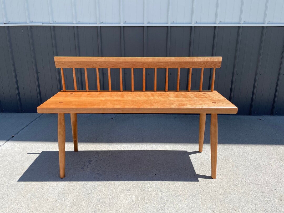 CHERRY LOW BACK Spindle Bench, Shaker Bench, Entry Bench, Short Bench ...