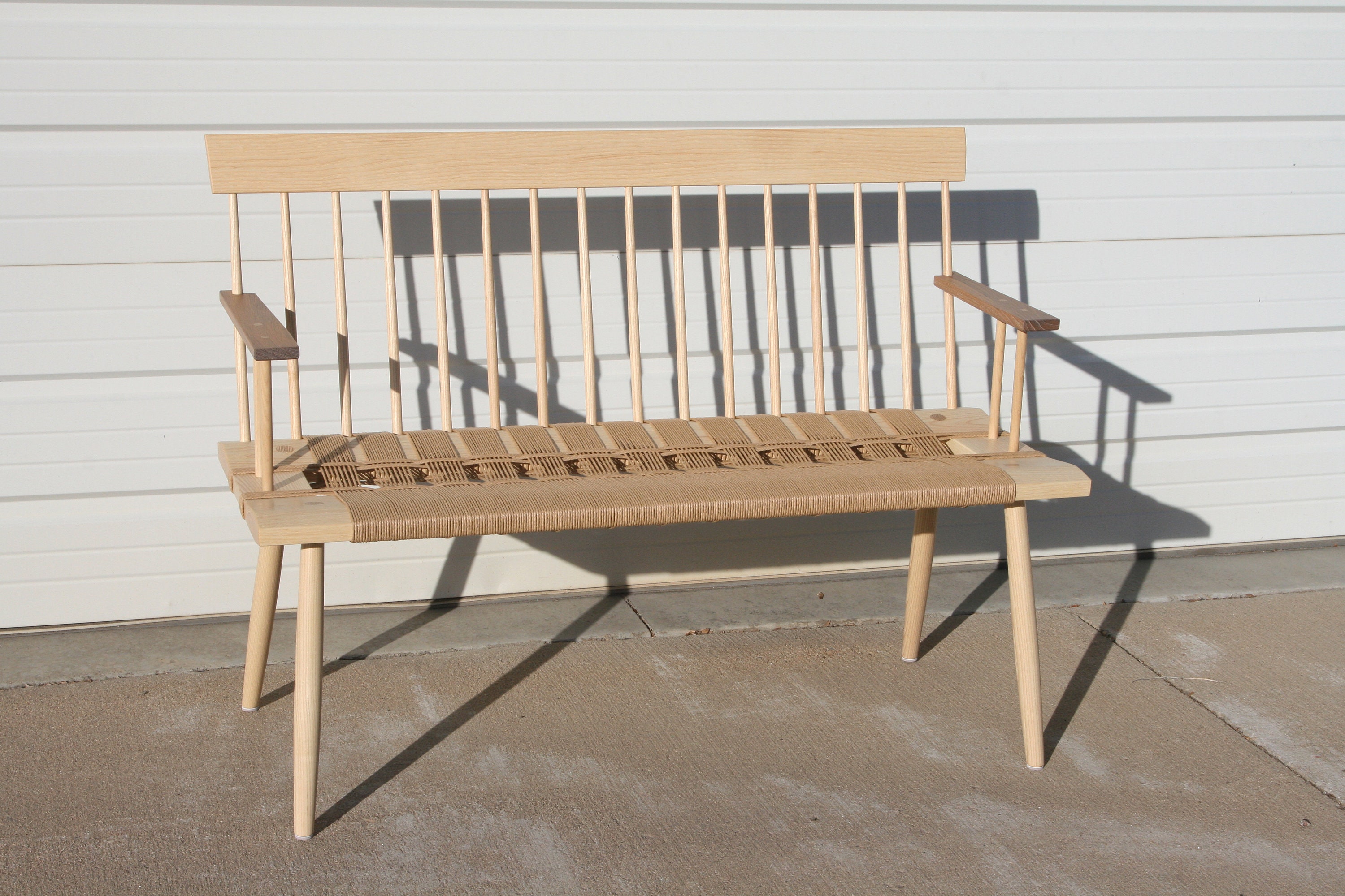 Danish Cord Spindle Back Bench Whitewashed Bench Shaker | Etsy