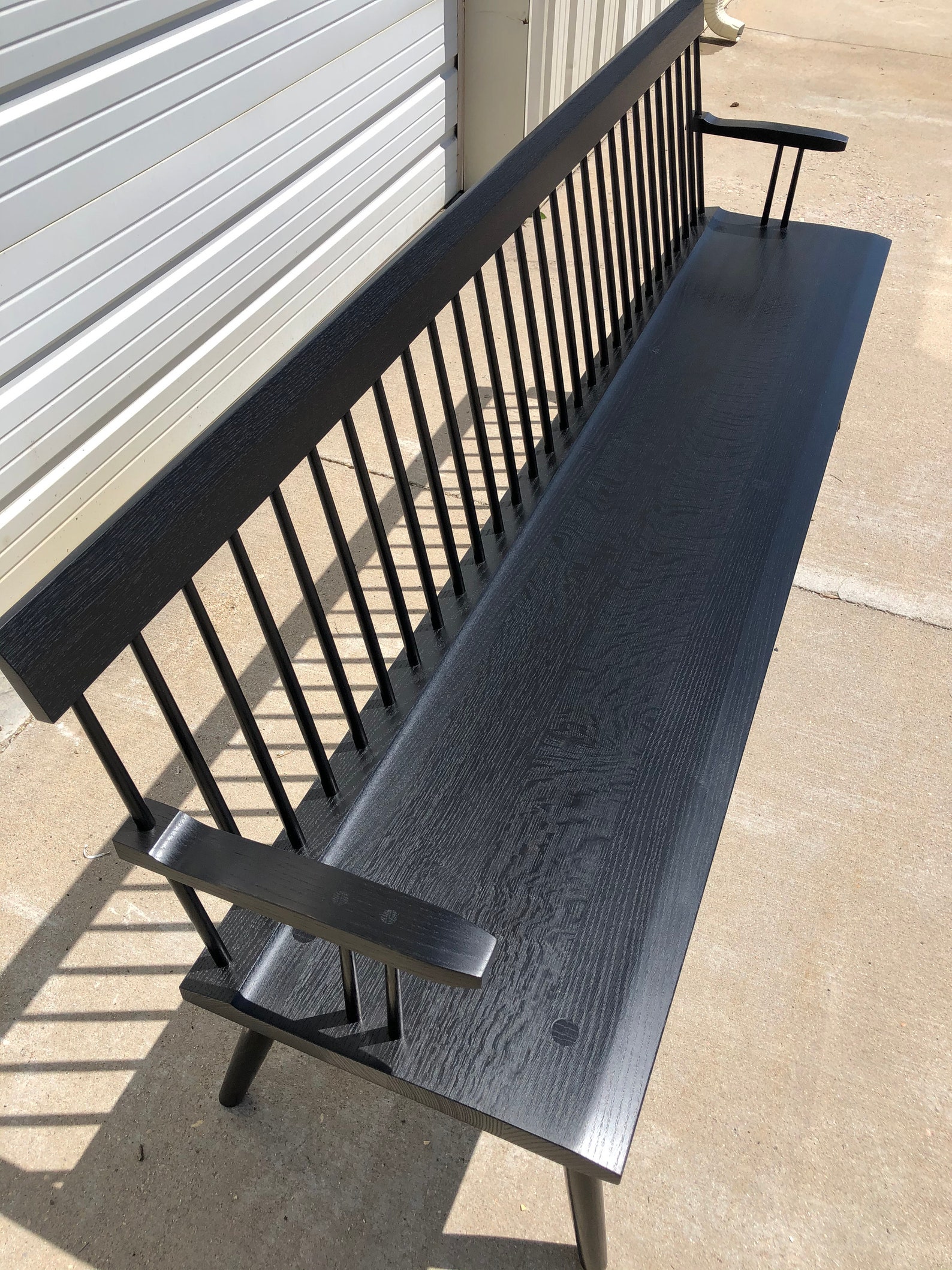 EBONIZED SPINDLE BENCH With Arms Black Shaker Style Bench | Etsy