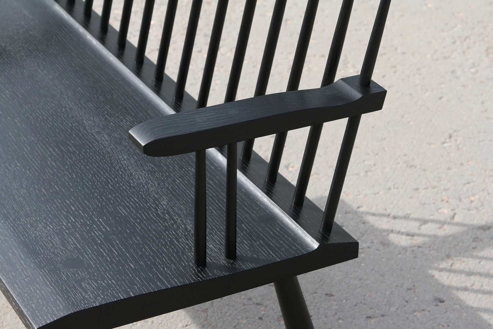 EBONIZED SPINDLE BENCH With Arms Black Shaker Style Bench | Etsy