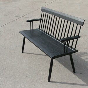 EBONIZED SPINDLE BENCH With Arms, Black Shaker Style Bench, Windsor ...
