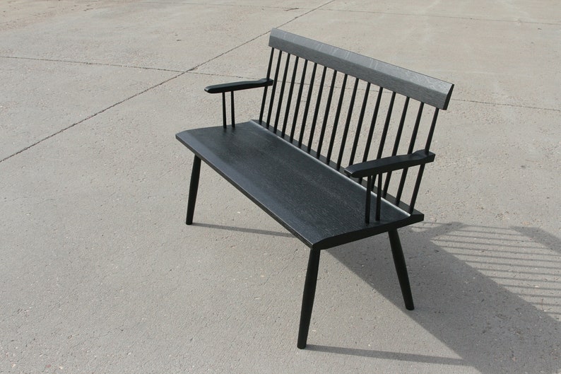 EBONIZED SPINDLE BENCH With Arms Black Shaker Style Bench | Etsy