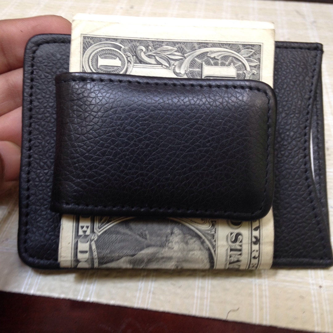 Men's Gift Geniune Leather Money Clip Men Credit Card Slot Coin Slot ...