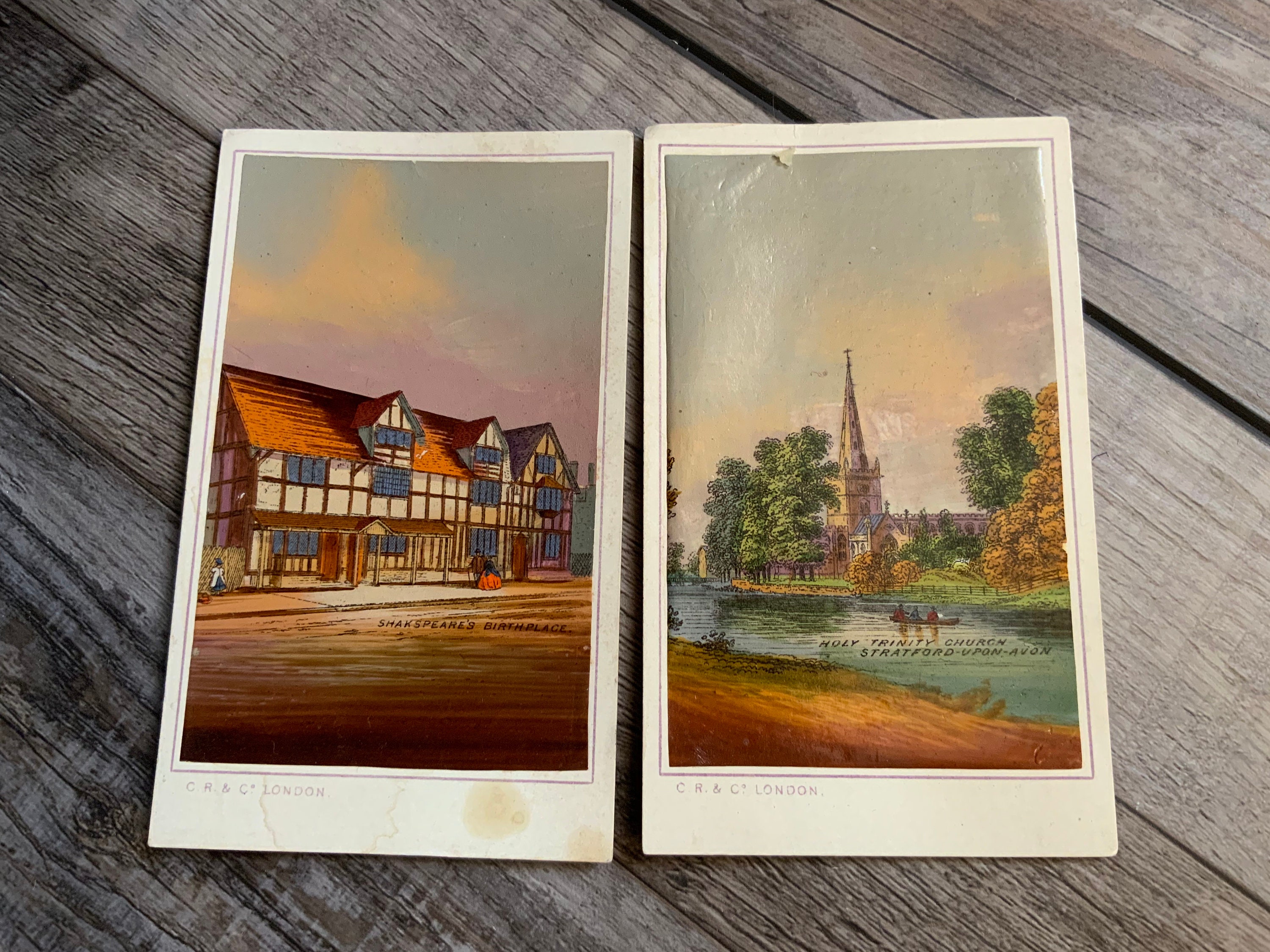 Victorian Enamel Little Oleographs Cards Hand Painted CR&C London Set ...