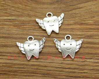 25pcs Tooth Charms Dental 3D Charm Antique Silver Tone 16x8mm | Etsy