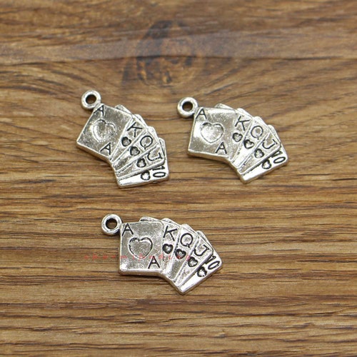 20pcs Poker Charms Playing Cards Charms Antique Silver Tone - Etsy