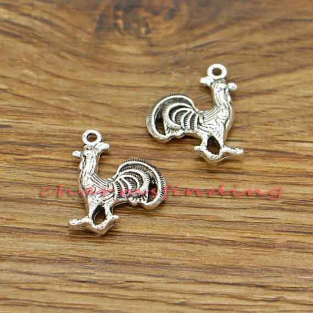 20pcs Rooster Charms Poultry Charms Antique Silver Tone 17x20mm Cf3081 ...
