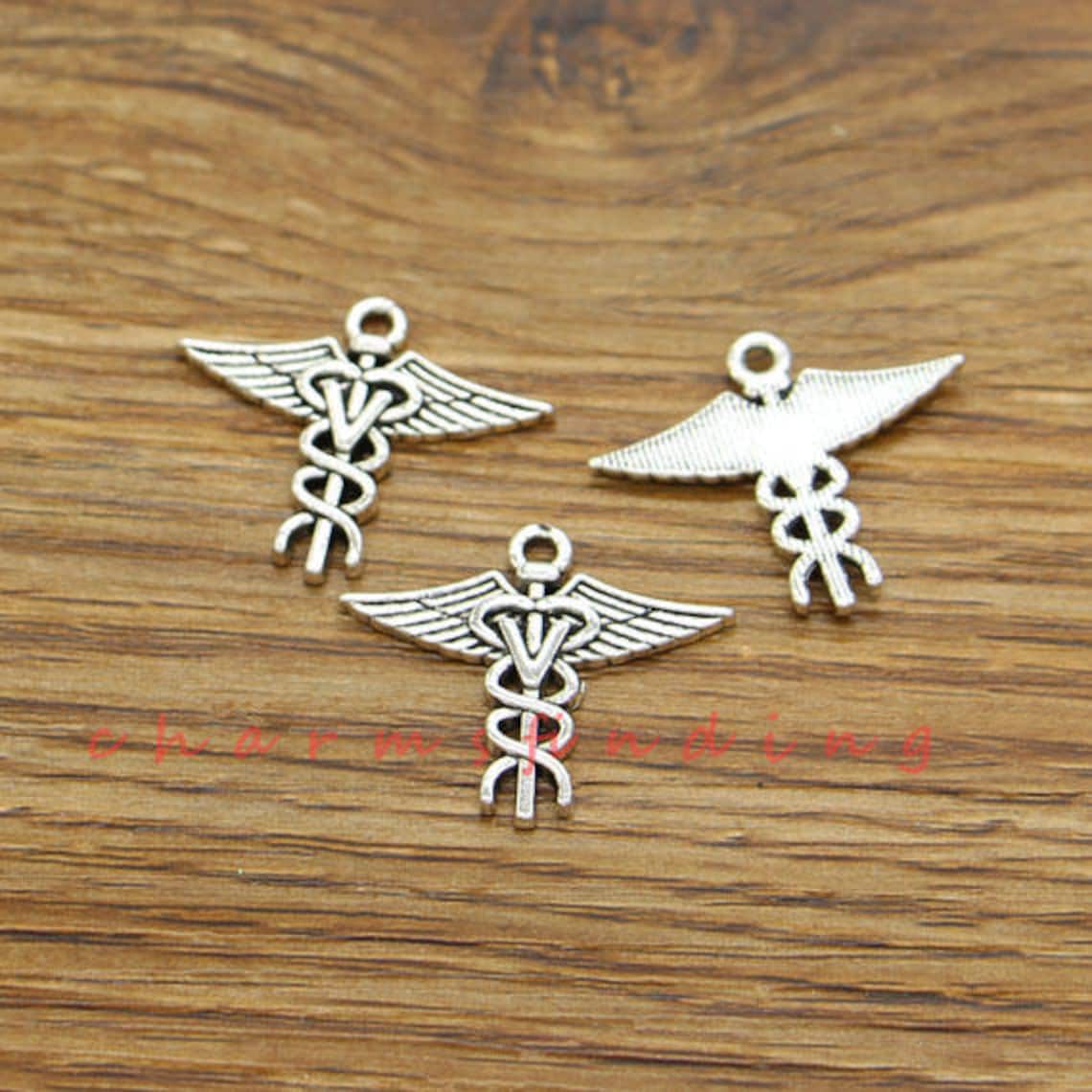 20pcs Caduceus Charms Medical Symbol Charms Antique Silver | Etsy