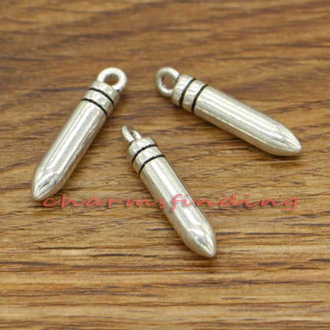 15pcs Bullet Charms 2 Sided 3D Charms Antique Silver Tone - Etsy