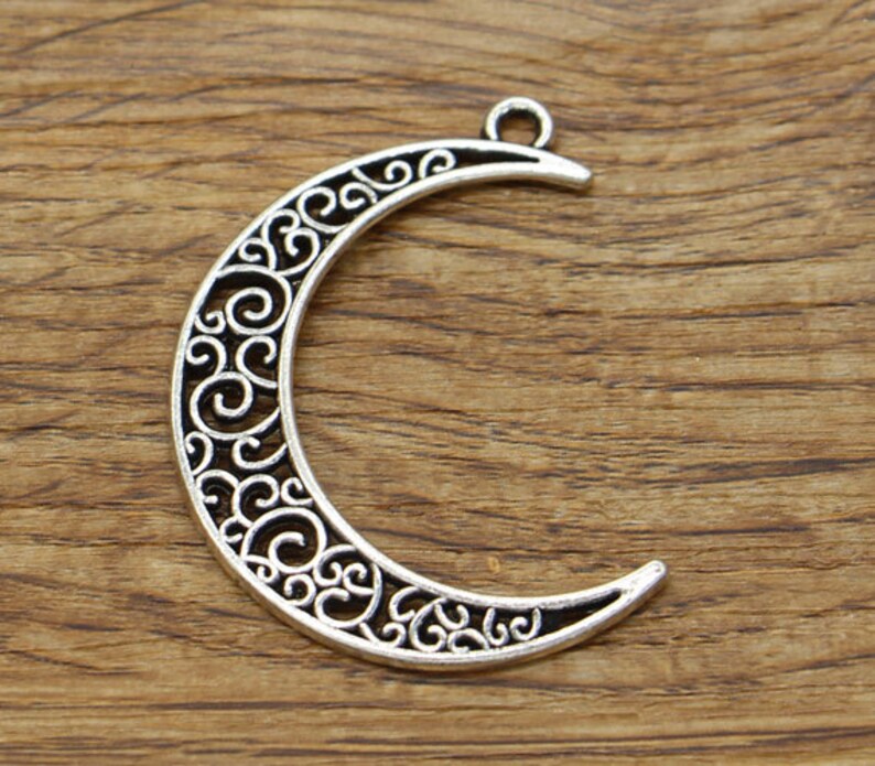 10pcs Crescent Moon Charms Connector or Dangle Charm Antique - Etsy