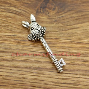 6pcs White Rabbit Key Pendants Charms Antique Silver Tone 16x51mm ...