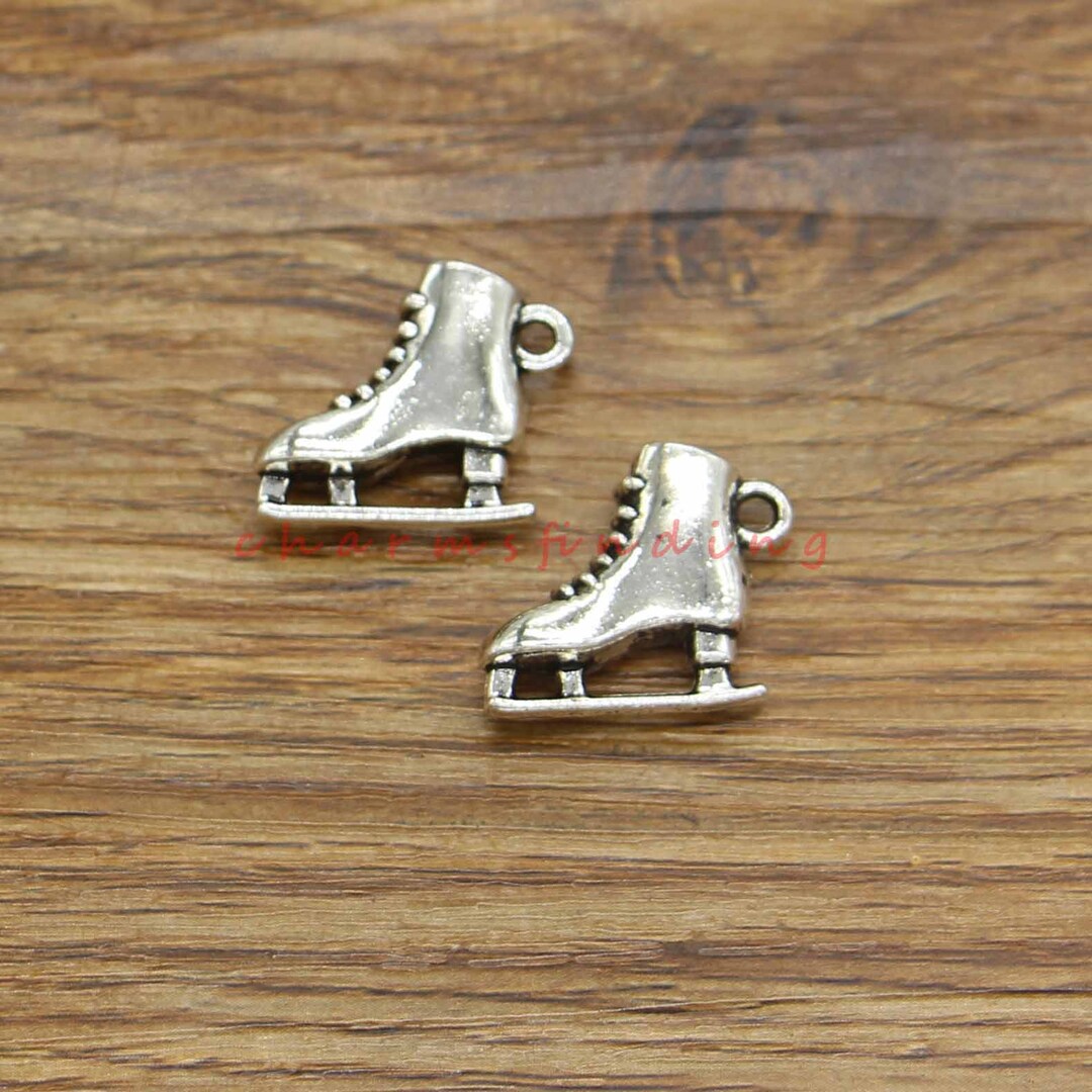 10pcs Roller Skate Charms Ice Skates Skating Charm Antique Silver Tone ...