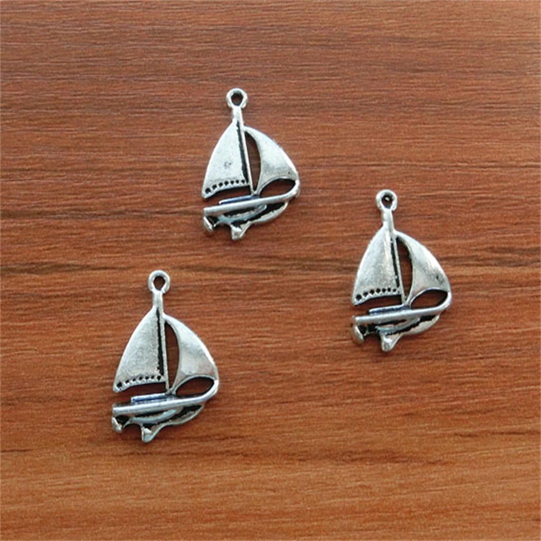 30pcs Sailboat Charms Sailing Charms Antique Silver Tone 20x17mm Cf0005 ...