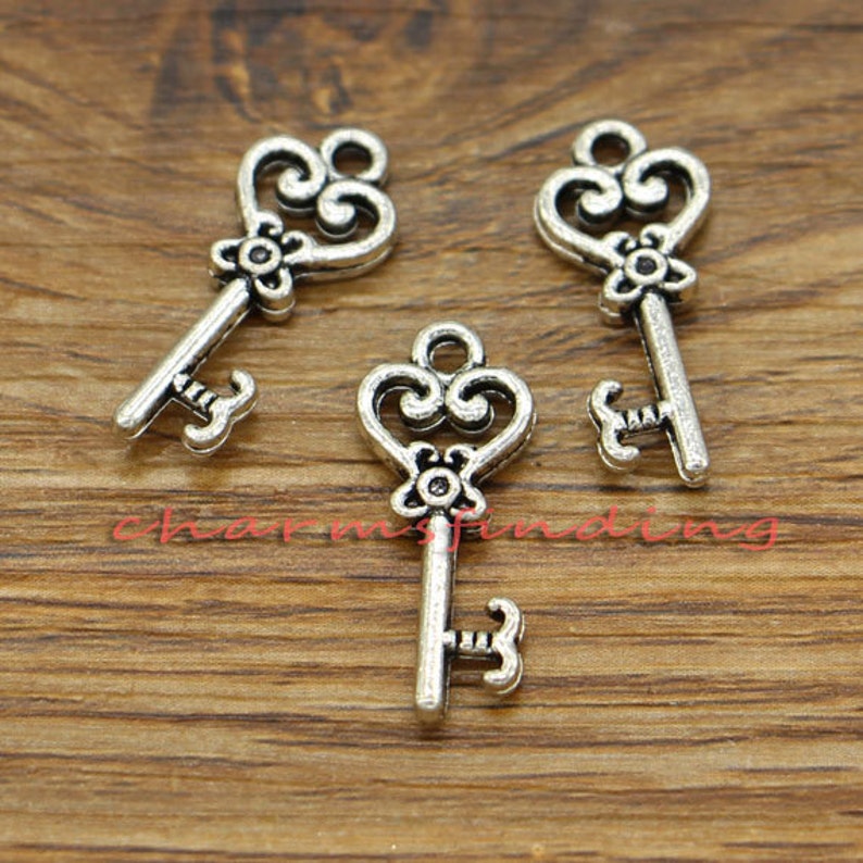 50pcs Heart Key Charms Home Key Charms Keys Antique Silver - Etsy