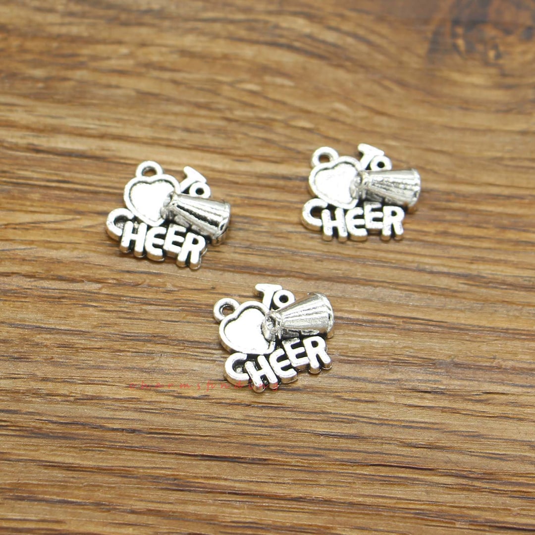 20pcs Cheer Charms I Love to Cheer Charm Antique Silver Tone 16x14mm ...