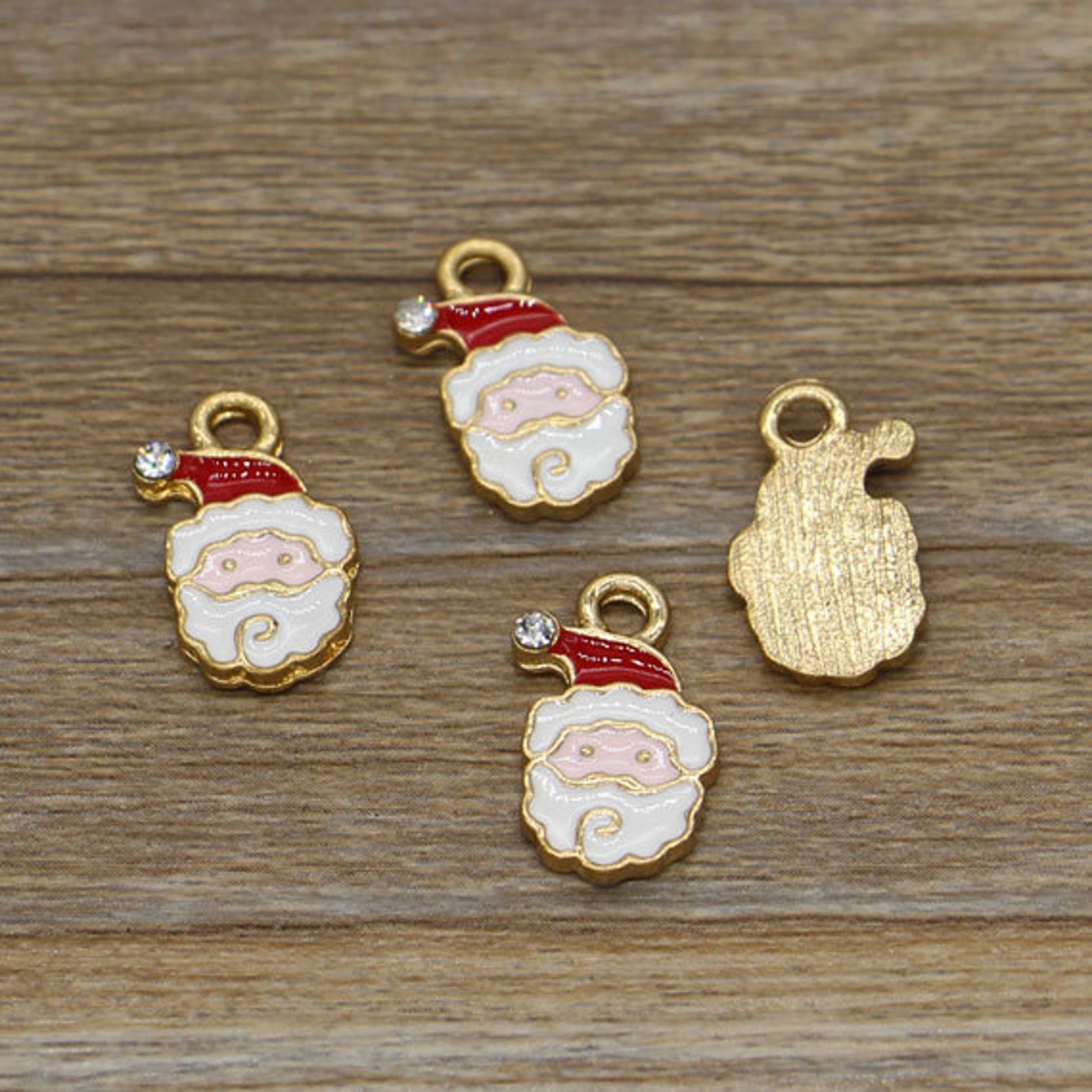 10pcs Santa Charms Christmas Charms Gold Plated Enamel Charms | Etsy