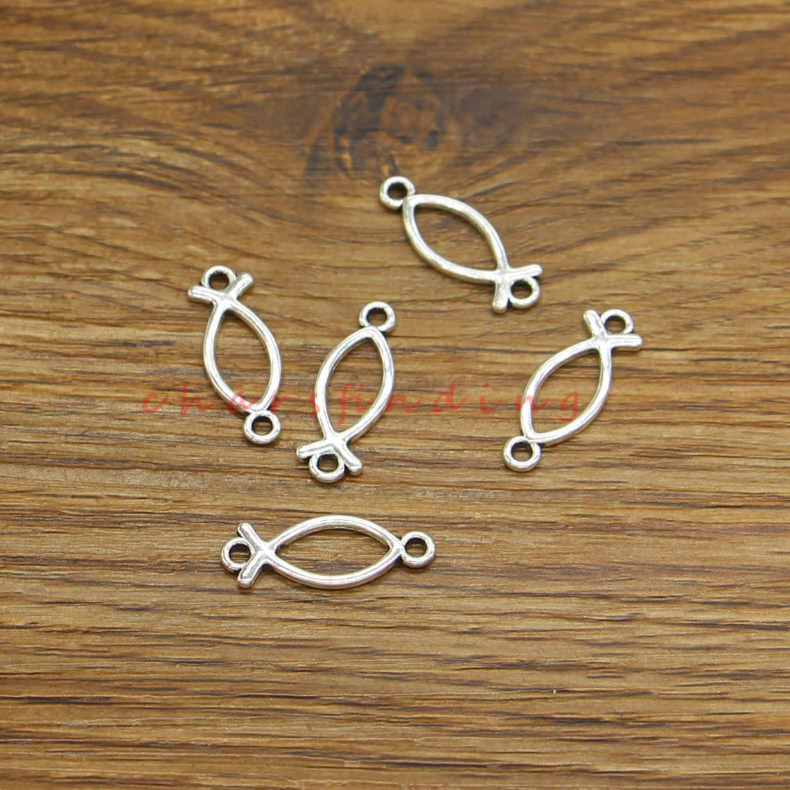 50pcs Religious Connectors Charms Links Jesus Fish Charm Antique Silver ...