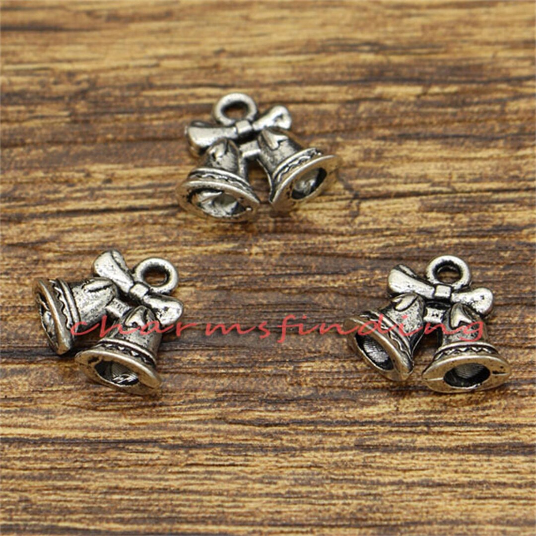 30pcs Bell Charms Christmas Bell Charms Antique Silver Tone 14x16mm ...