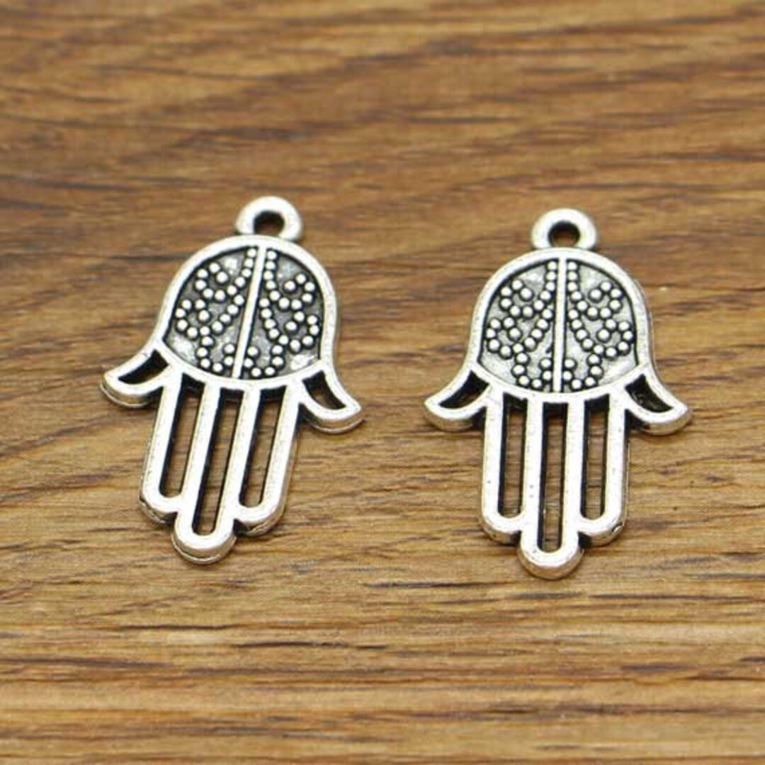 25pcs Hamsa Hand Charms Hand of Fatima Charms Antique Silver Tone ...