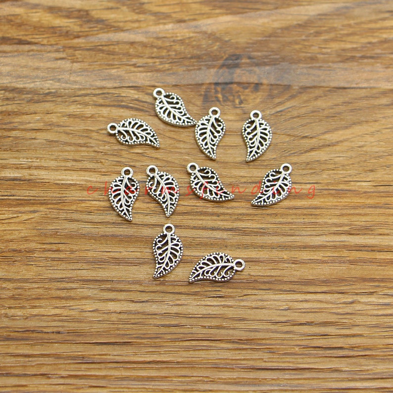 100pcs Mini Small Leaf Charms Tree Leaves Charms 2 Sided Charm Antique ...