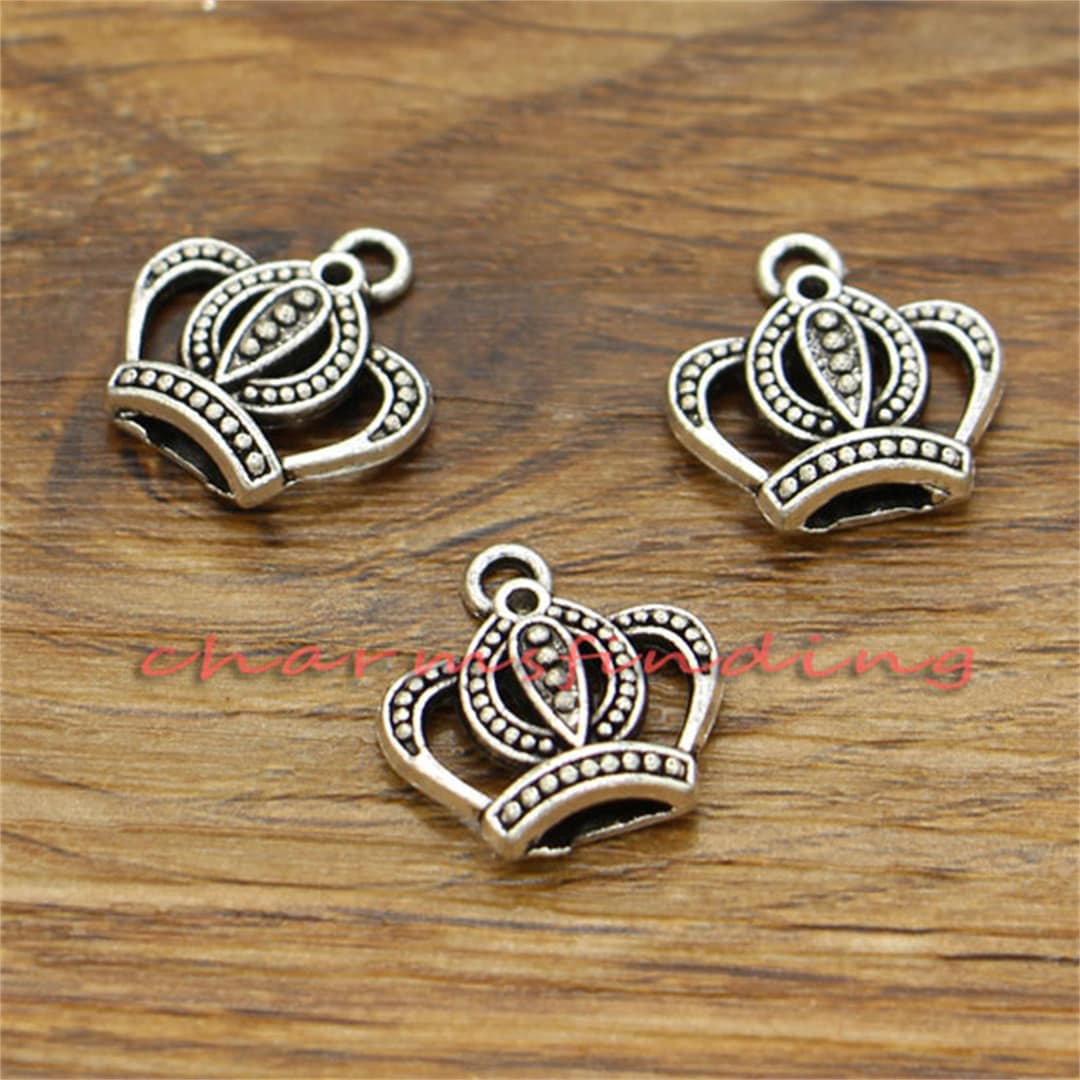 20pcs Crown Charms Queen Princess Charms Antique Silver Tone 16x16mm ...
