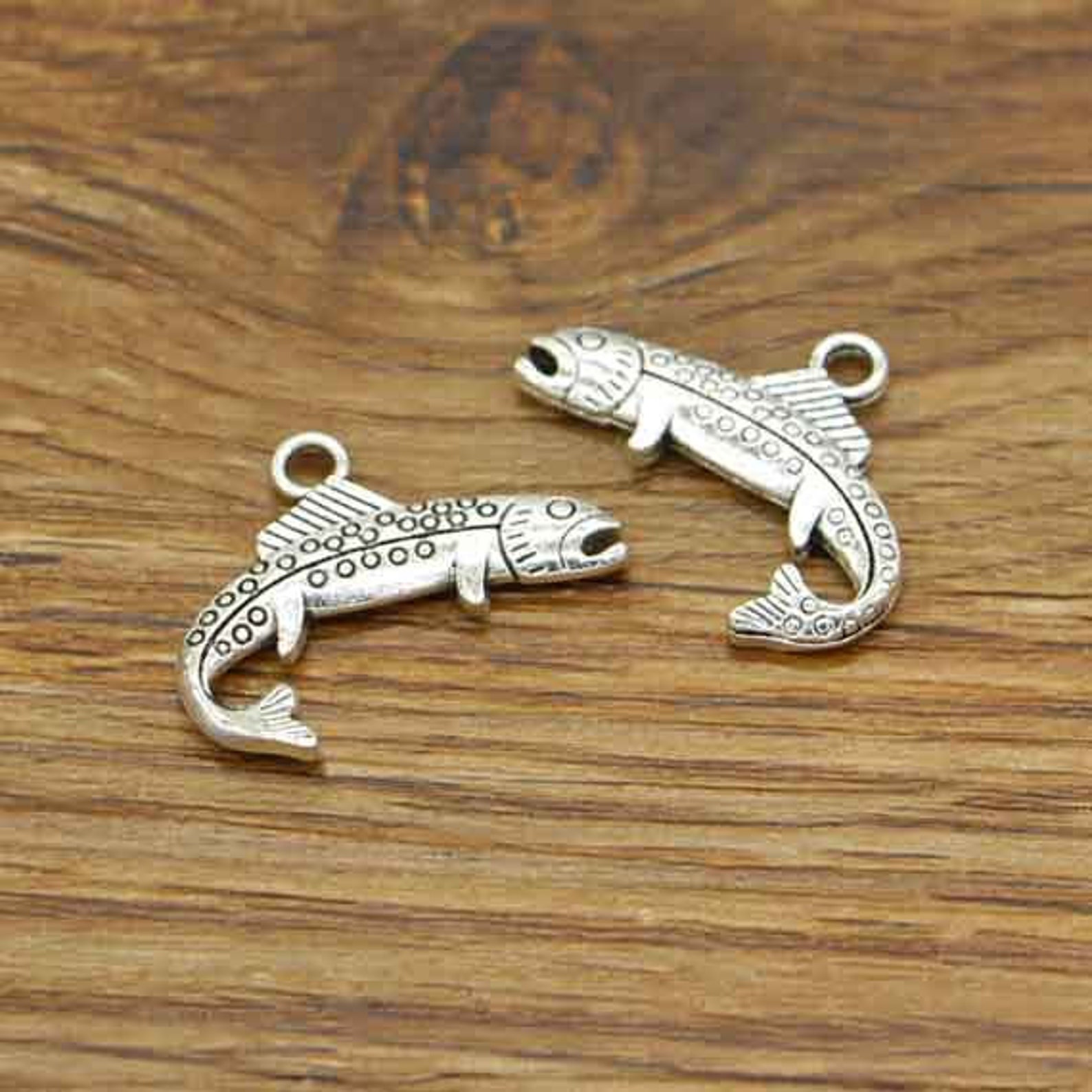 20pcs Fish Charms Bass or Trout Charm Antique Silver Tone - Etsy